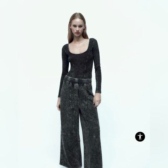 Zara | Pants & Jumpsuits | Zara Washed Wide Leg Pants | Poshmark